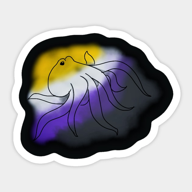 Non-binary Pride Flag Octopus - Pride Flag - Sticker | TeePublic